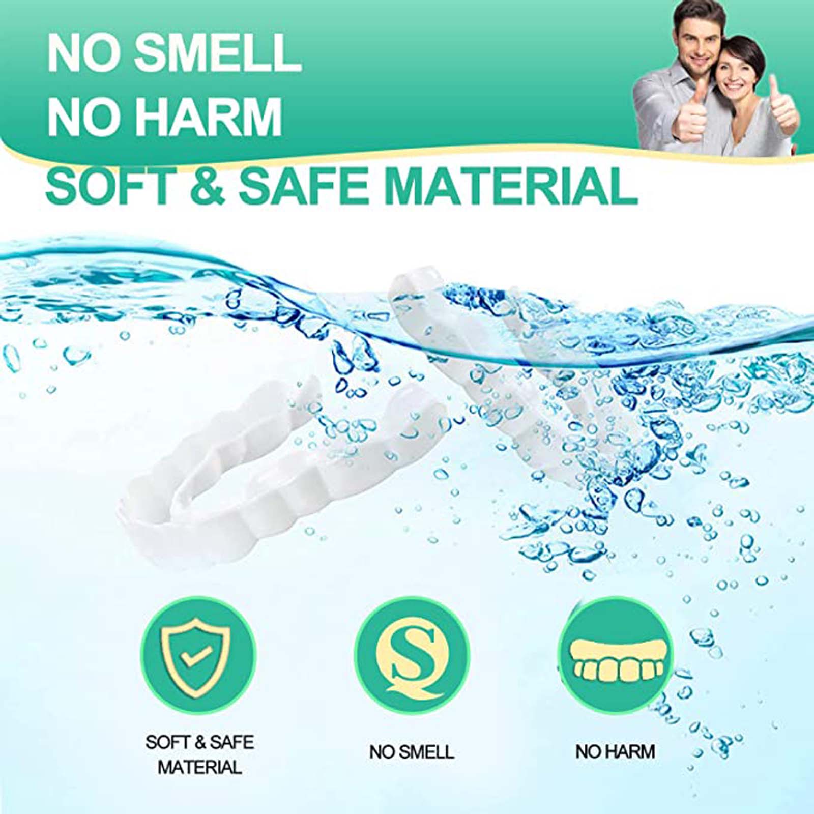 Renyqatt 2PCS Fake Teeth Adjustable Veneers Dentures Teeth for Women and Men Temporary Teeth Perfect Cover The Imperfect Teeth Nature and Comfortable (A)