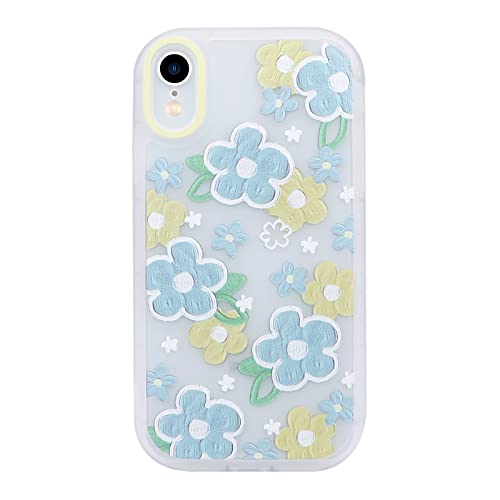 PNATEE Case for iPhone XR, Light Yellow Flower Floral Design for Women Girl Full Body Slim Soft Protective Case TPU Cover for iPhone XR (6.1 inch)