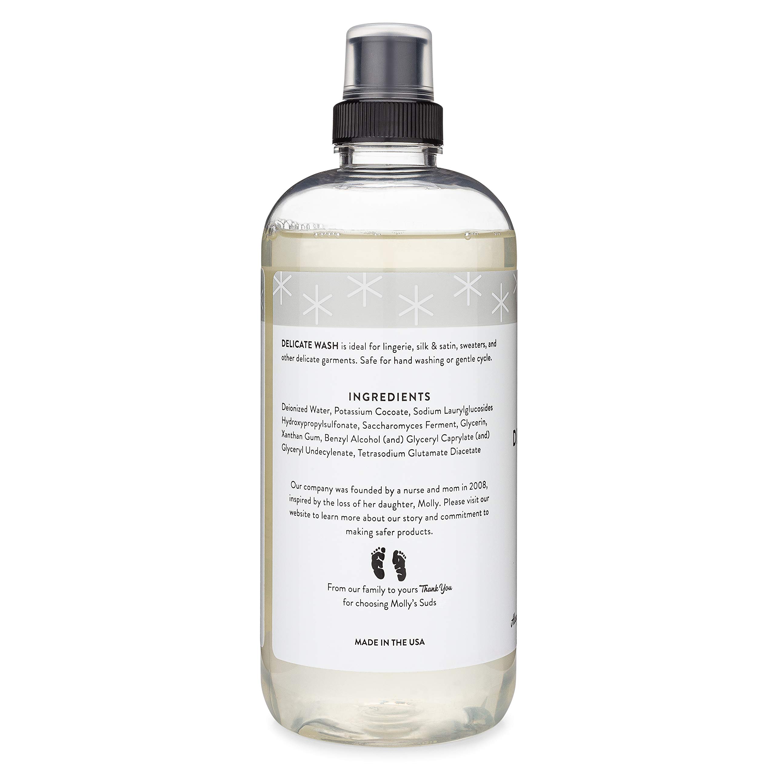 Molly's Suds Delicate Wash Liquid Laundry Soap | Clean, Simple Ingredients | Gently Removes Stains and Deodorizes | Unscented, 16 fl oz
