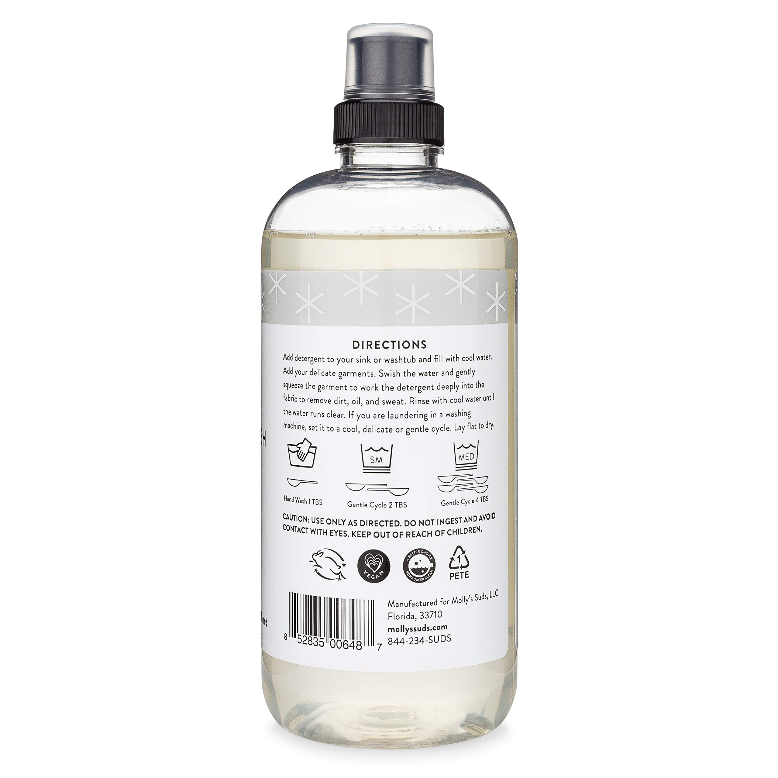 Molly's Suds Delicate Wash Liquid Laundry Soap | Clean, Simple Ingredients | Gently Removes Stains and Deodorizes | Unscented, 16 fl oz