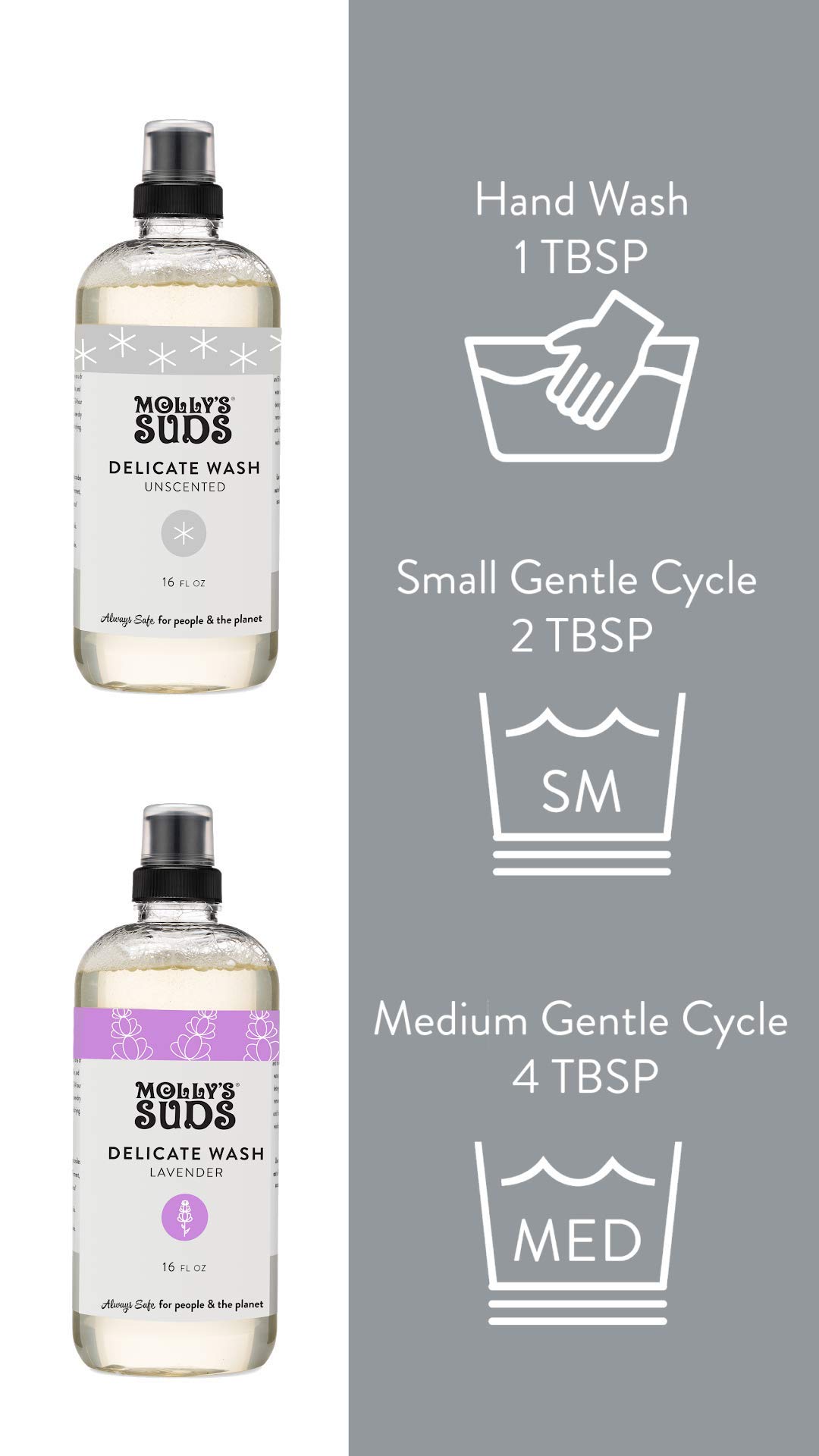Molly's Suds Delicate Wash Liquid Laundry Soap | Clean, Simple Ingredients | Gently Removes Stains and Deodorizes | Unscented, 16 fl oz