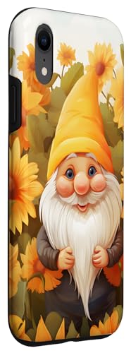 iPhone XR Cute Gnome Sunflower Yellow Pattern Fall Thanksgiving spring Case
