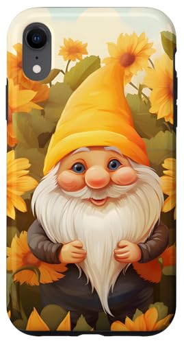 iPhone XR Cute Gnome Sunflower Yellow Pattern Fall Thanksgiving spring Case