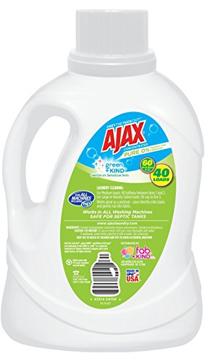 Pure Unscented Liquid Laundry Detergent by Ajax | for Sensitive Skin | Works in All Standard & HE Washing Machines | Concentrated Laundry Soap | Hot & Cold Water | Free of Dyes & Perfumes | 60 oz