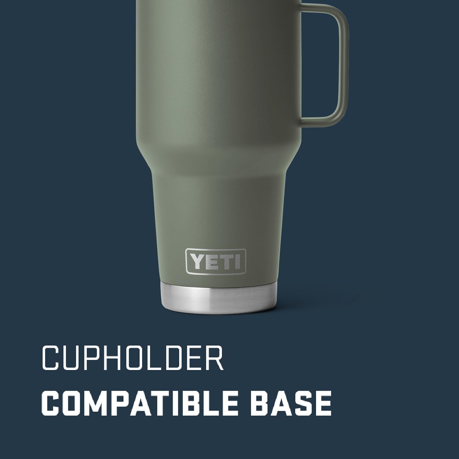 YETI Rambler 30 oz Travel Mug, Stainless Steel, Vacuum Insulated with Stronghold Lid, Camp Green