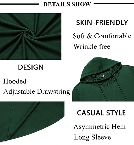 COOFANDY Mens Christmas Poncho Hooded Cape Cloak Asymmetric Hem Pullover Hoodie Green
