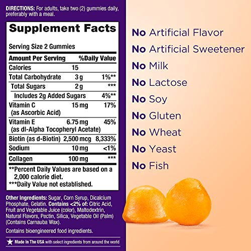 Nature's Bounty Hair Skin Nails with Biotin and Collagen, Orange, 80 Count Pack, (Pack of 2)