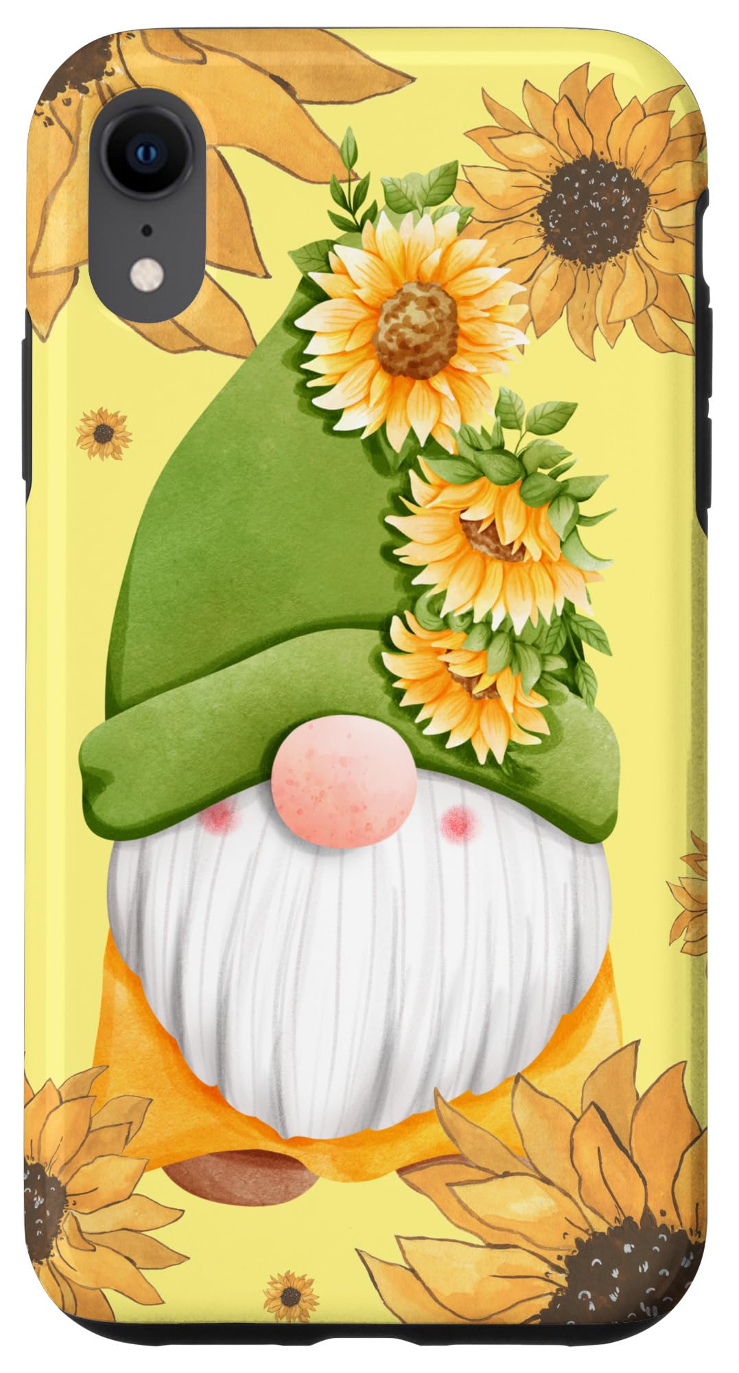 iPhone XR Cute Gnome Sunflower Yellow Pattern For Women Girls Case