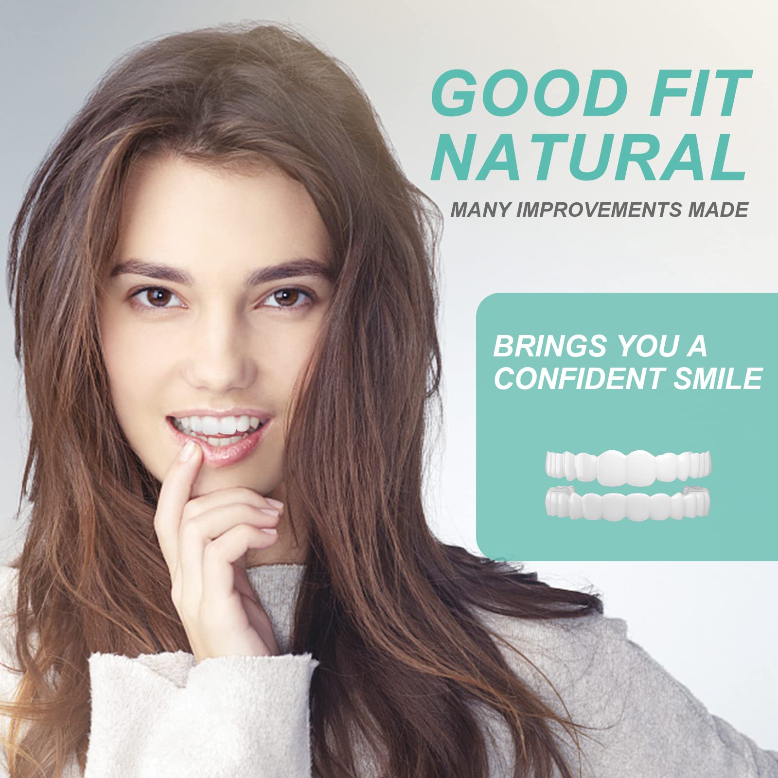 3 Pairs Snap on Veneers Teeth for Women Small, Dentures with Missing Teeth Clip on Veneers for Men, Snap on Smile Comfort Confident Cover The Imperfect Teeth
