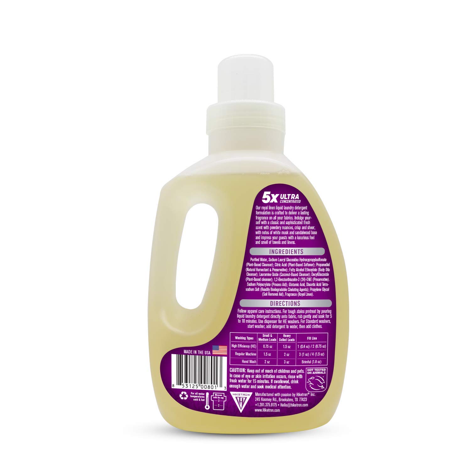 Hiketron Royal Linen Liquid Laundry Detergent, 5x Ultra Concentrated, Tough Stains Remover, Long Lasting Scent (40 Fl Oz, Pack of 1)