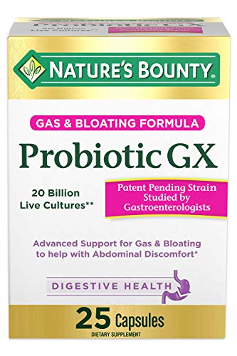 Probiotic, for Occasional Gas and Bloating Dietary Formula by Nature's Bounty, Dietary Supplement, Helps with Abdominal Discomfort, Promotes Digestive Health, 25 Capsules