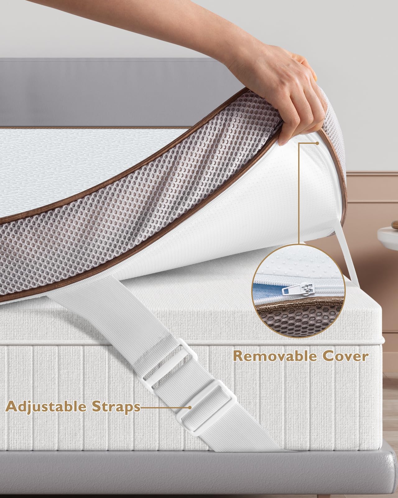 BedStory 4 Inch Memory Foam Mattress Topper Twin - Gel Infused Bed Toppers with Removable Cover and High Density Memory Foam, CertiPUR-US Certified