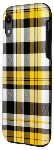 iPhone XR Yellow Black Tartan Plaid Pattern 80s Design Case