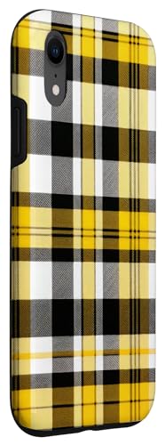 iPhone XR Yellow Black Tartan Plaid Pattern 80s Design Case