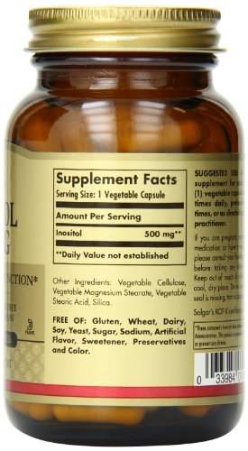 Solgar Inositol Vegetable Capsules, 500 mg, 100 Count