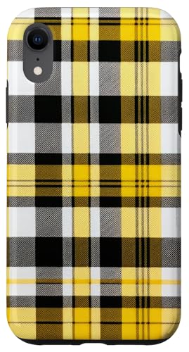 iPhone XR Yellow Black Tartan Plaid Pattern 80s Design Case