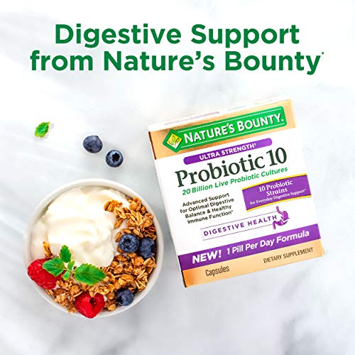 Probiotic, for Occasional Gas and Bloating Dietary Formula by Nature's Bounty, Dietary Supplement, Helps with Abdominal Discomfort, Promotes Digestive Health, 25 Capsules