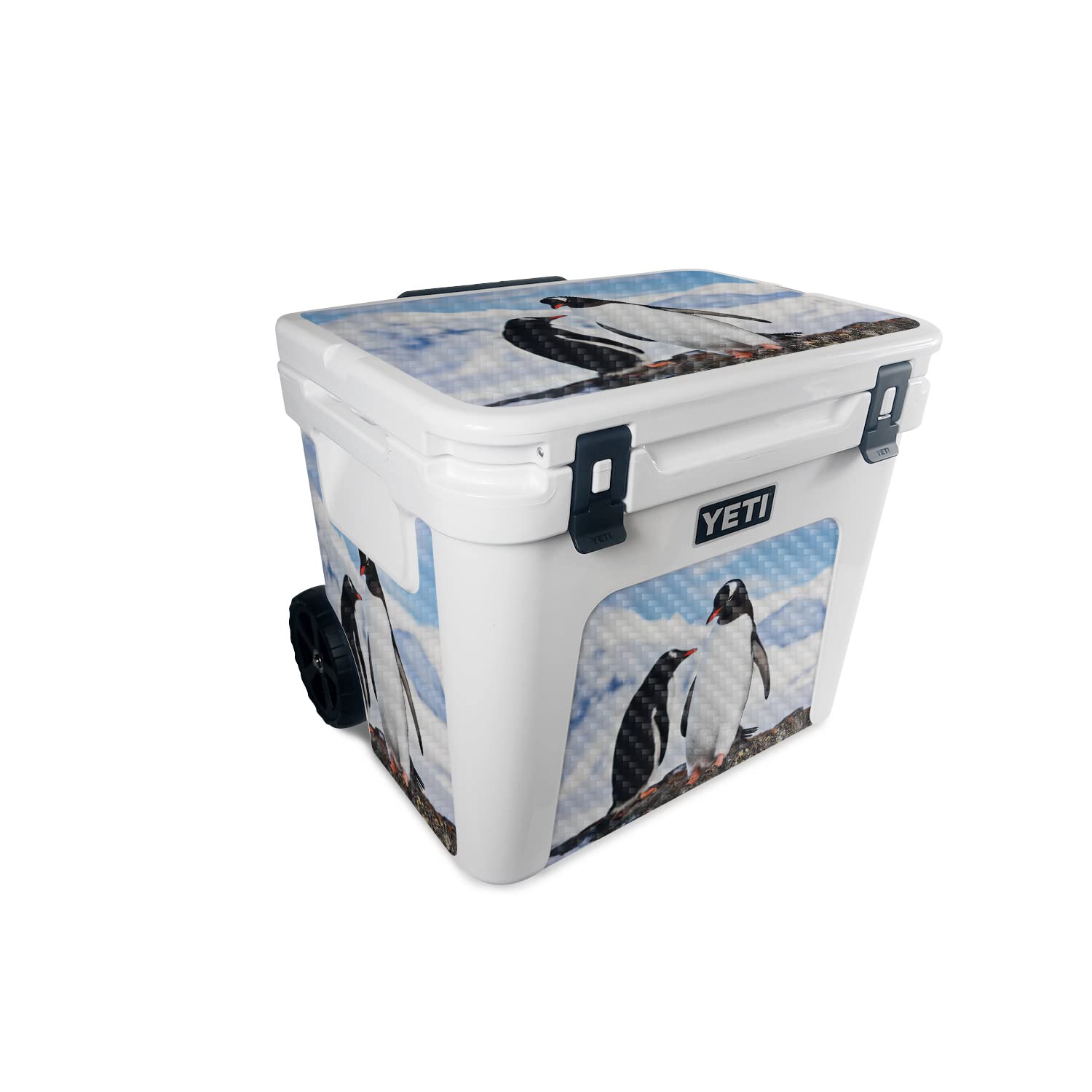 MightySkins Carbon Fiber Skin Compatible with Yeti Roadie 60 Wheeled Cooler - Penguin | Protective, Durable Textured Carbon Fiber Finish | Easy to Apply, Remove, and Change Styles | Made in The USA