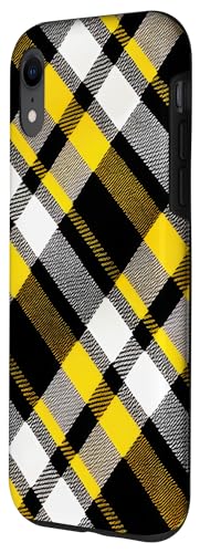 iPhone XR Yellow Black Tartan Plaid Pattern 80s Design Case