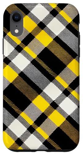 iPhone XR Yellow Black Tartan Plaid Pattern 80s Design Case