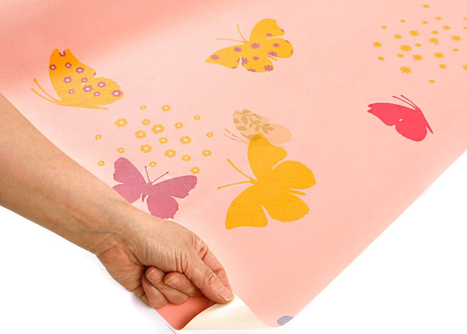 ROSEROSA Peel and Stick PVC Butterfly Self-Adhesive Wallpaper Covering Countertop Backsplash Pink (GP9152-1 : 2.00 Feet X 6.56 Feet)