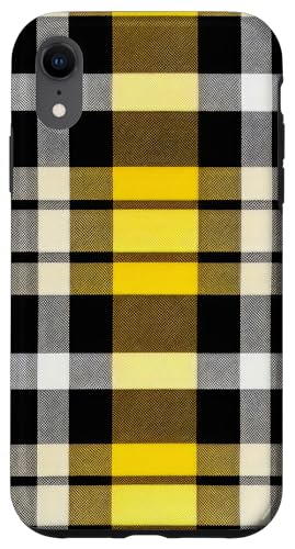 iPhone XR Yellow Black Tartan Plaid Pattern 80s Design Case