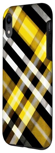 iPhone XR Yellow Black Tartan Plaid Pattern 80s Design Case