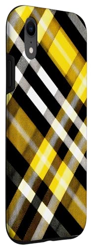 iPhone XR Yellow Black Tartan Plaid Pattern 80s Design Case