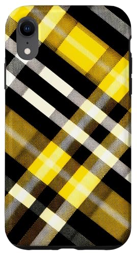iPhone XR Yellow Black Tartan Plaid Pattern 80s Design Case