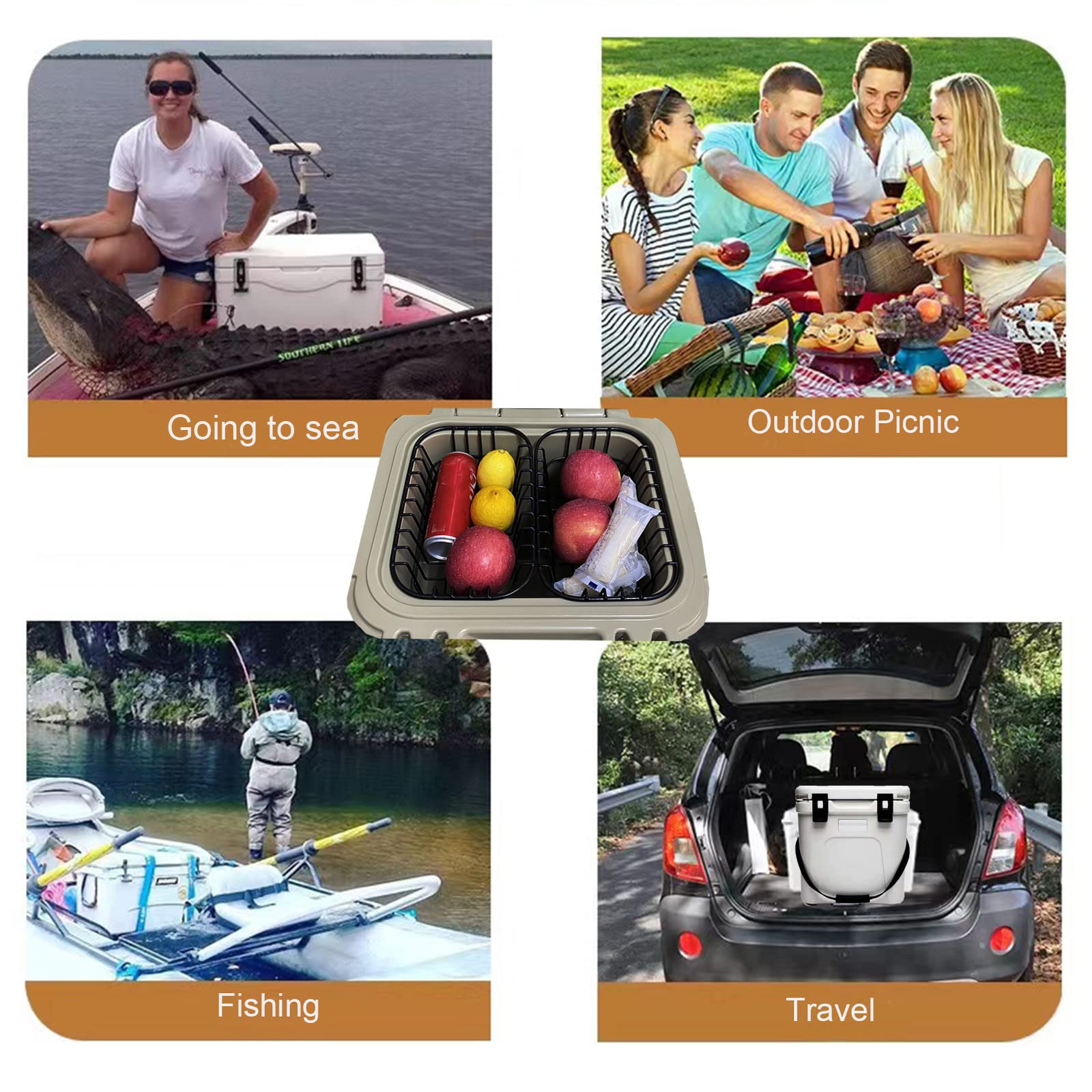 2-Pack Cooler Basket Compatible with Yeti Roadie 24, Dry Goods Wire Cooler Rack Storage Will Keep Smaller Items Dry and Stay Goods High for Roadie 24 Ice Chest Good to Hold Fruit, Utensils, etc