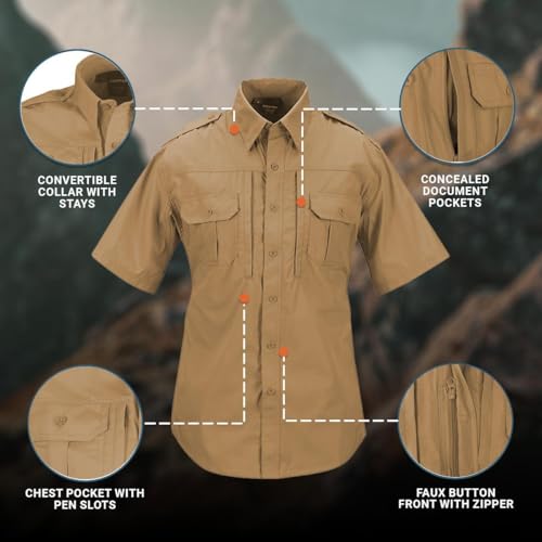 Propper Men's Short Sleeve Ripstop Tactical Shirt, Coyote, Medium
