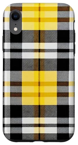 iPhone XR Yellow Black Tartan Plaid Pattern 80s Design Case