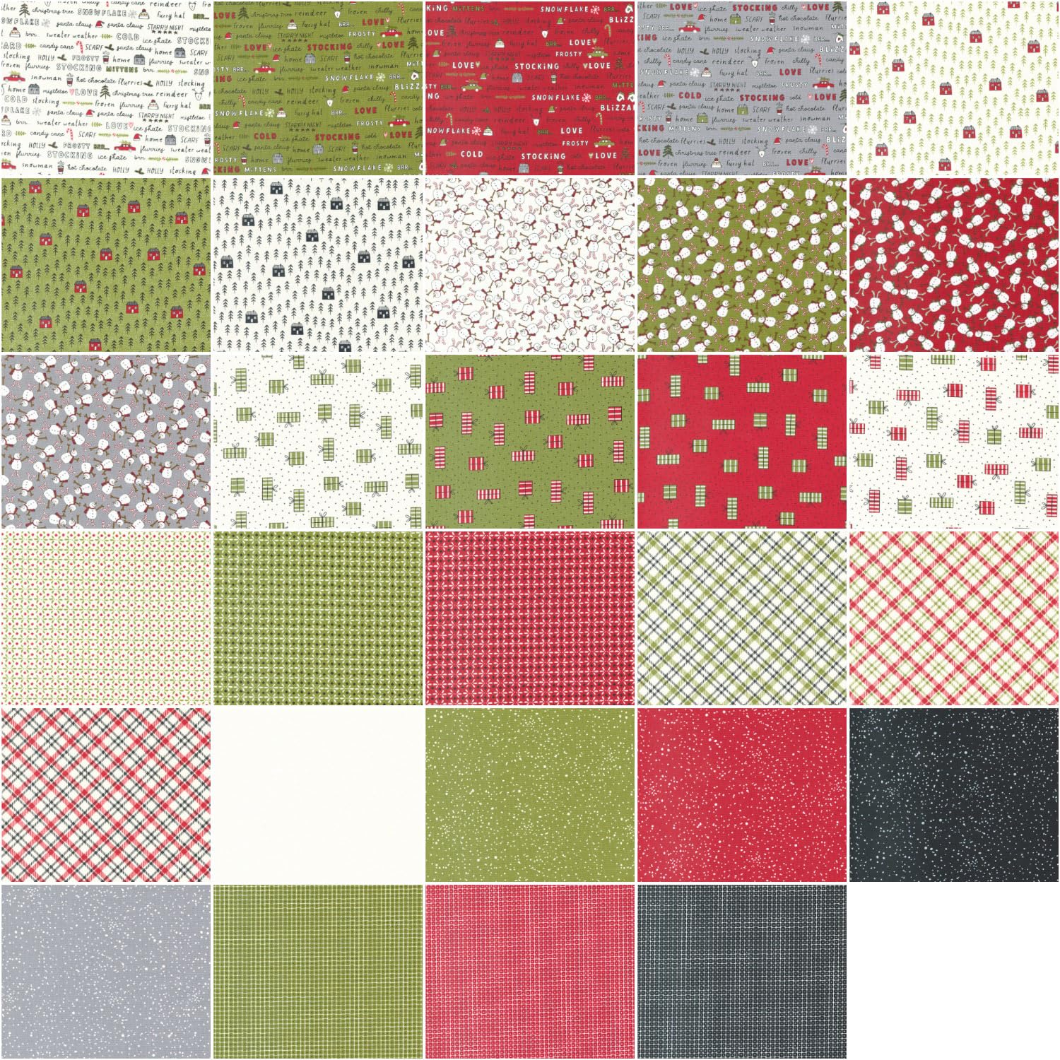 10" Layer Cake - Blizzard by Sweetwater for Moda Christmas Winter Holidays Snowmen Red Green Cotton Fabric Precuts Bundle (55620LC) M537.31