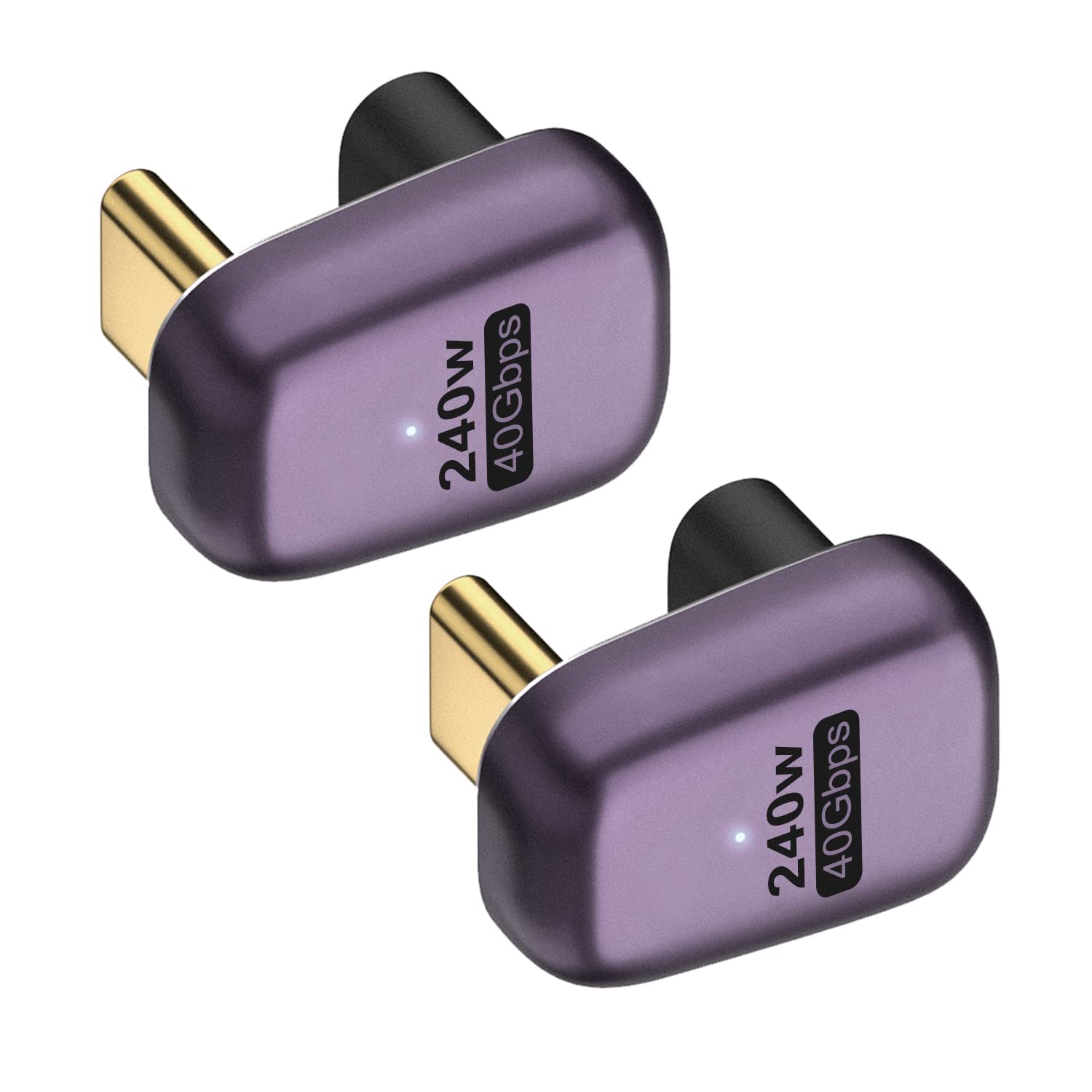 AreMe 240W USB C 180 Degree Adapter (2 Pack), U Shape Type C Male to Female 40Gbps Connector for Thunderbolt, Switch, MacBook, Laptop, Tablet, Phone