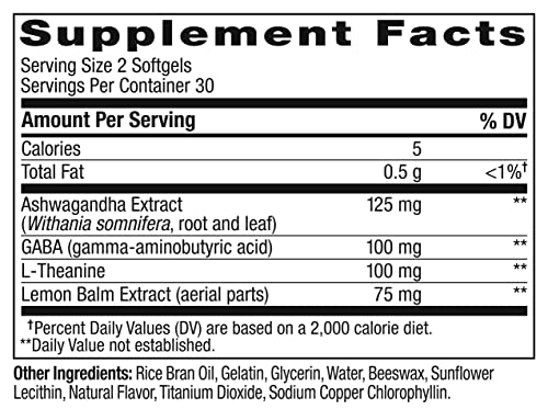 OLLY Ultra Strength Goodbye Stress Softgels, GABA, Ashwagandha, L-Theanine and Lemon Balm, Stress Relief Supplement - 60 Count