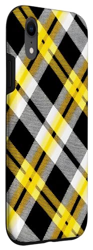 iPhone XR Yellow Black Tartan Plaid Pattern 80s Design Case