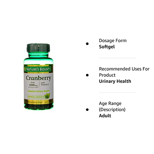 Nature's Bounty Cranberry Fruit 4200 mg, Plus Vitamin C, 120 Softgels