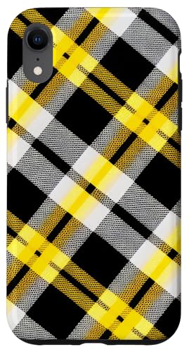iPhone XR Yellow Black Tartan Plaid Pattern 80s Design Case
