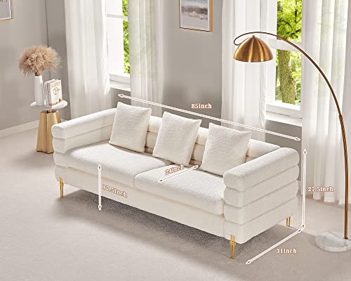 AMERLIFE Sofa, 2 Piece Sofa Set, Loveseat Set- Oversize Sofa Couch, Comfy Sofa for Living Room- Bouclé Deep Seat Sofa, White Sofa