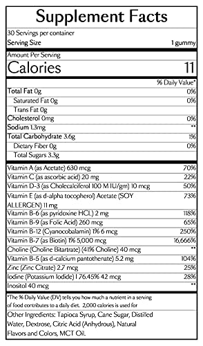 VEGAMOUR GRO Biotin Gummies for Hair, Natural Strawberry Flavor, 30 Count