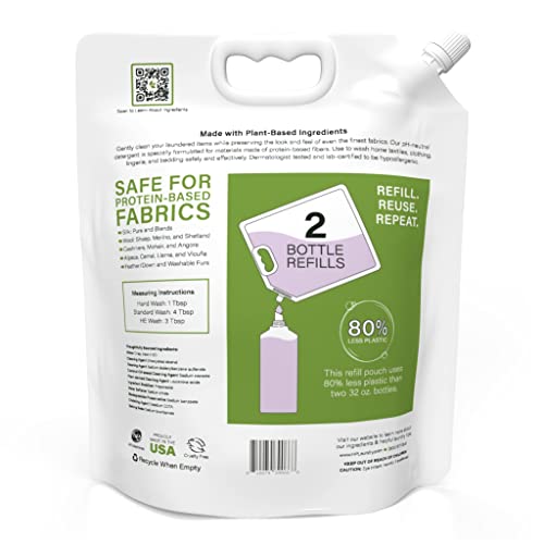 Heritage Park Silk & Wool Fragrance Free, Hypoallergenic, pH-Neutral Laundry Detergent - Dermatologist-tested, Sensitive Skin-Friendly, Enzyme-Free, Ultra Concentrated (64 fl oz Refill)