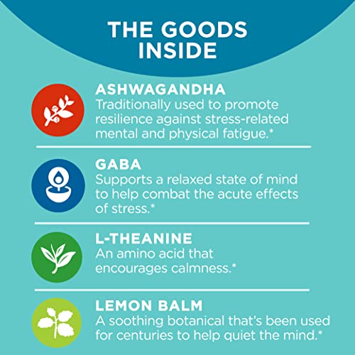 OLLY Ultra Strength Goodbye Stress Softgels, GABA, Ashwagandha, L-Theanine and Lemon Balm, Stress Relief Supplement - 60 Count
