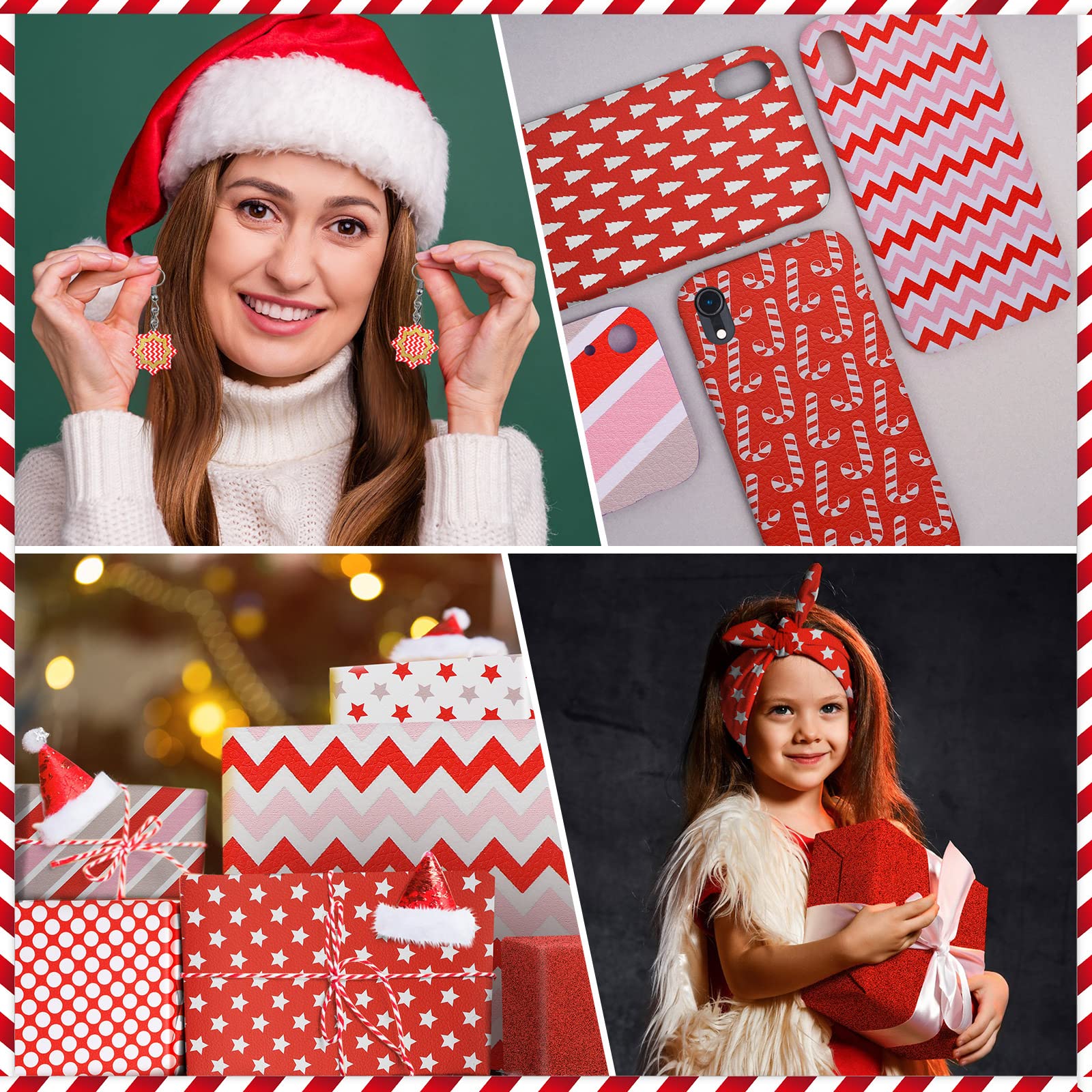 36 Pieces Christmas Faux Leather Sheets Glitter Faux Leather Fabric Snowflake Snowman Printed Christmas Fabric Synthetic Leather Sheet for DIY Christmas Craft Making, 8.3 x 6.3 Inch (Cute)