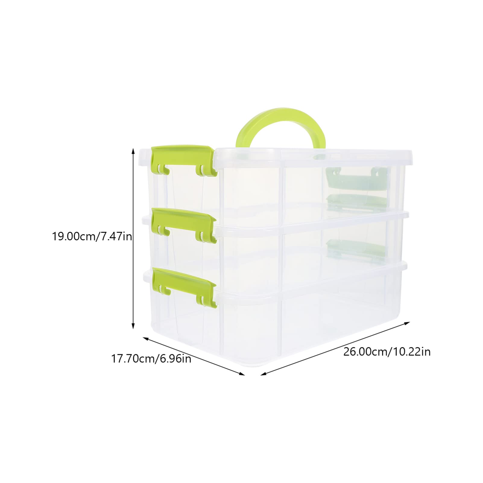 Zerodeko 3-Tiers Stack Carry Storage Box Transparent Stackable Storage Bin Craft Storage Containers Organizer with Handle Lid for Sewing Art Craft Jewelry Beauty Supplies