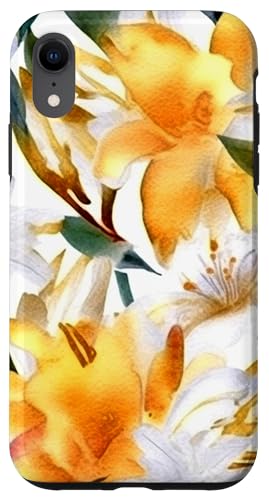 iPhone XR Yellow Watercolor Floral Flower N7 Case
