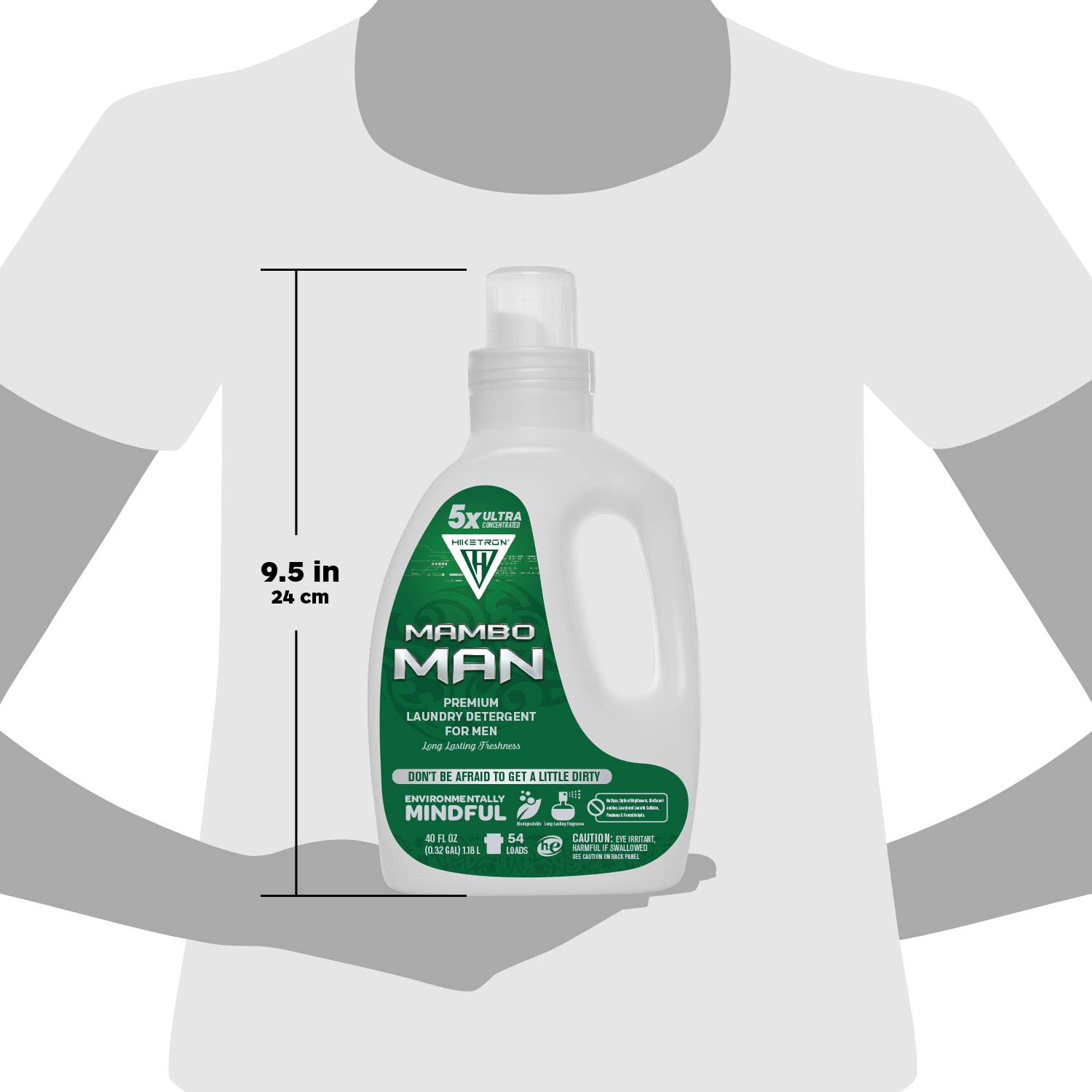 Hiketron Mambo Man Laundry Liquid Detergent, 5x Ultra Concentrated, Tough Stains Remover, Long Lasting Masculine Scent (40 Fl Oz, Pack of 1)