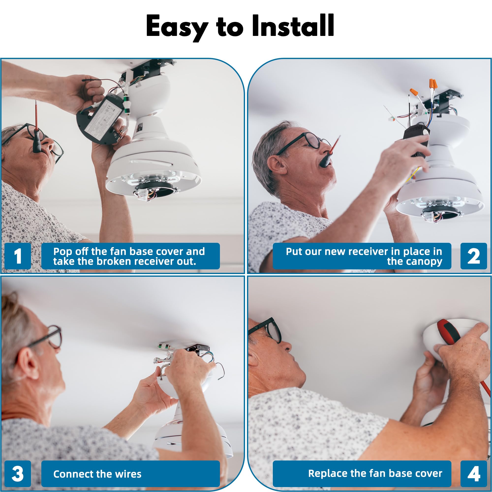 Universal Ceiling Fan Remote Control Kit, 3-in-1 Ceiling Fan Light Timing & Speed Remote, for Hunter/Harbor Breeze/Westinghouse/Honeywell/Other Ceiling Fan lamp