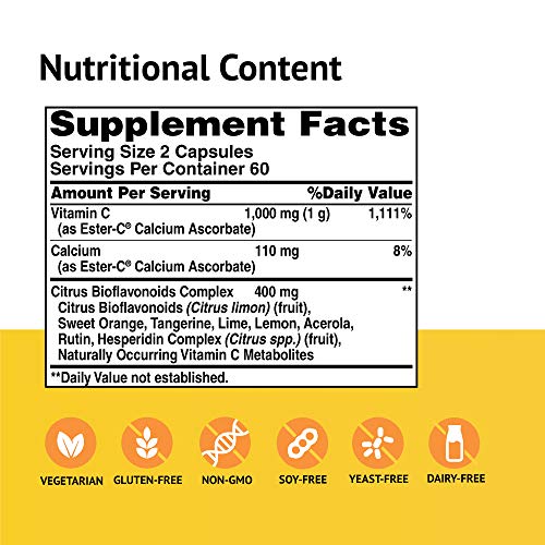 Ester-C® 500 mg with Citrus Bioflavonoids Capsules 120