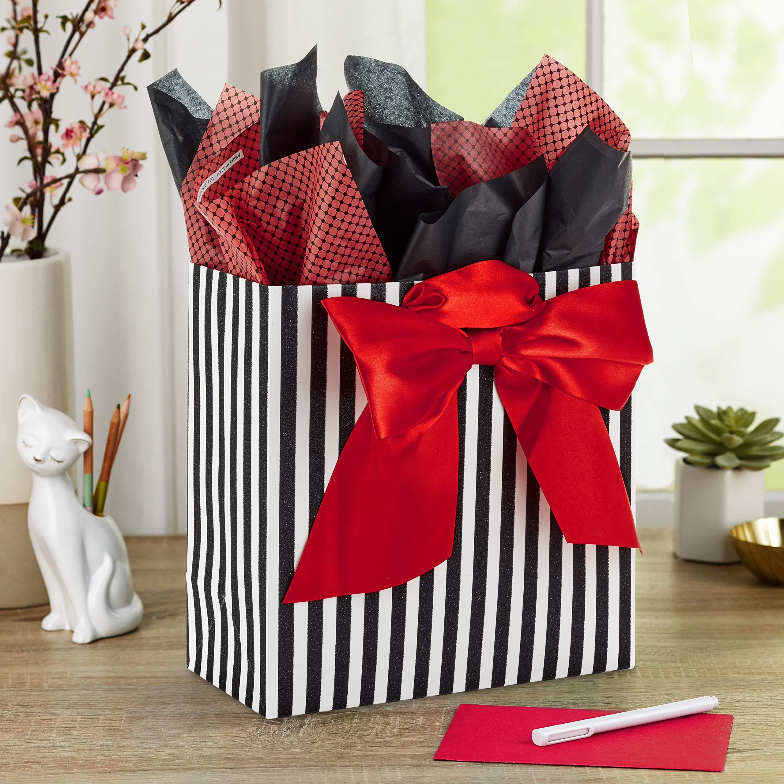 Hallmark Signature 10" Large Gift Bag with Tissue Paper (Red Bow) for Birthdays, Valentine's Day, Sweetest Day and More
