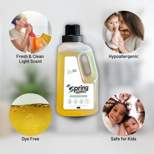 Spring Ultra Clean High Efficiency (HE) Liquid Laundry Detergent, Free of Dyes, Paraben, Phthalate, Formaldehyde, Phosphate and PFAS, Hypoallergenic, 32oz - 64 Loads